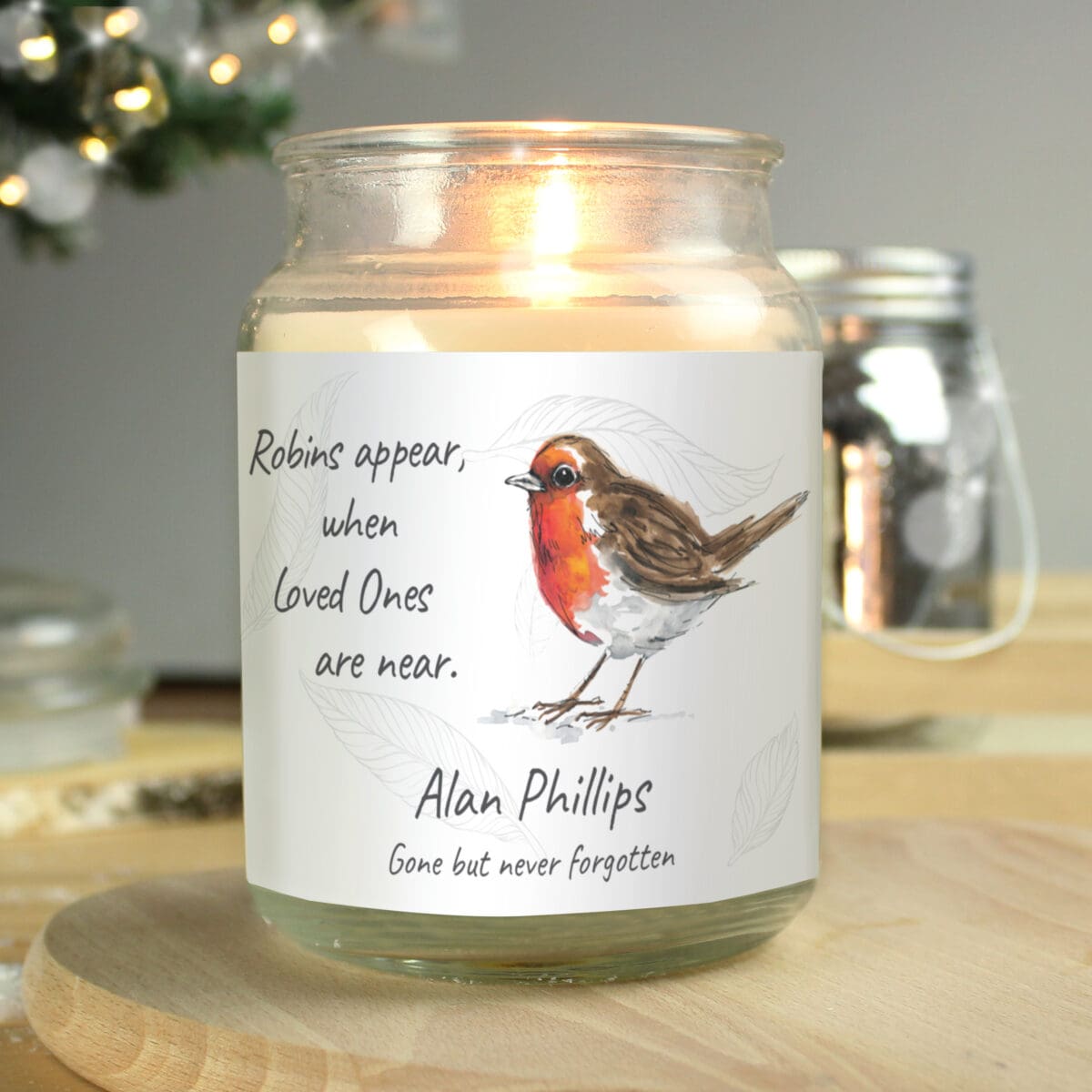 Personalised Robins Appear Large Scented Jar Candle - ForYou.ie
