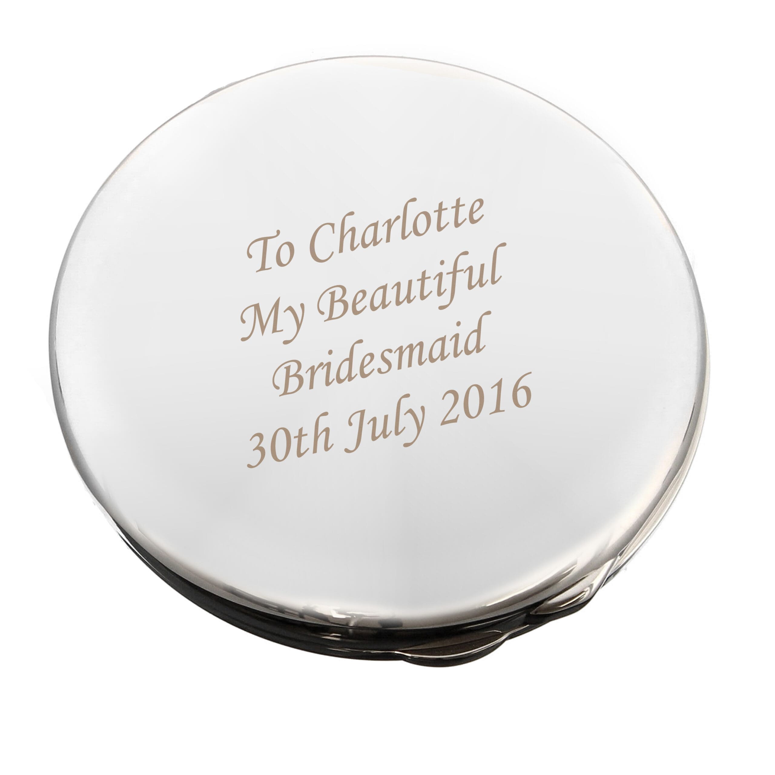 Personalised Silver Round Compact Mirror - ForYou.ie