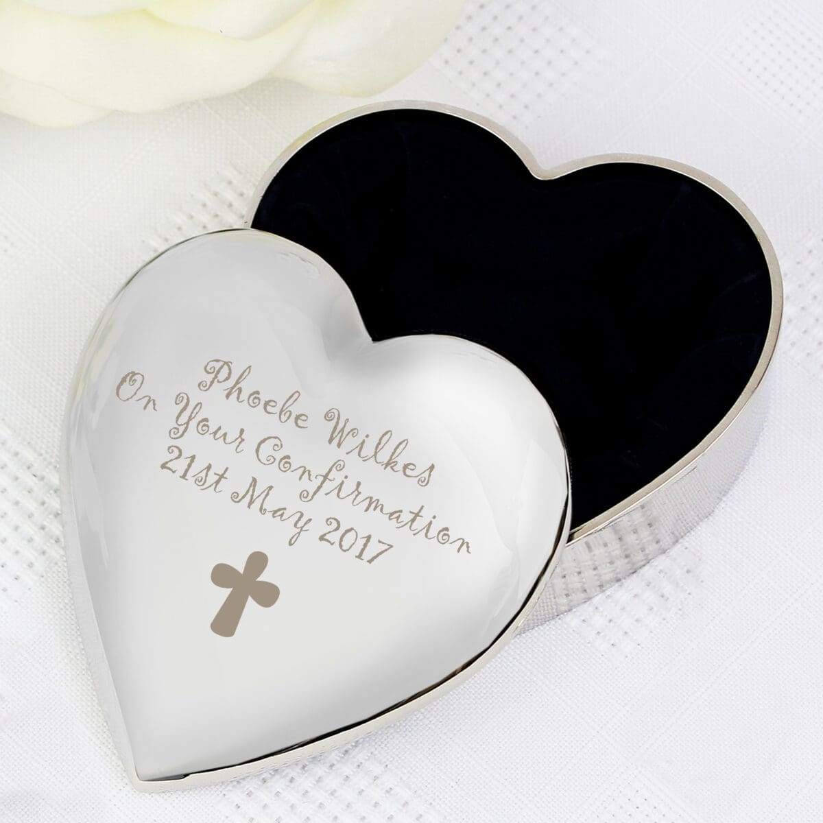 Personalised Cross Heart Trinket Box - ForYou.ie