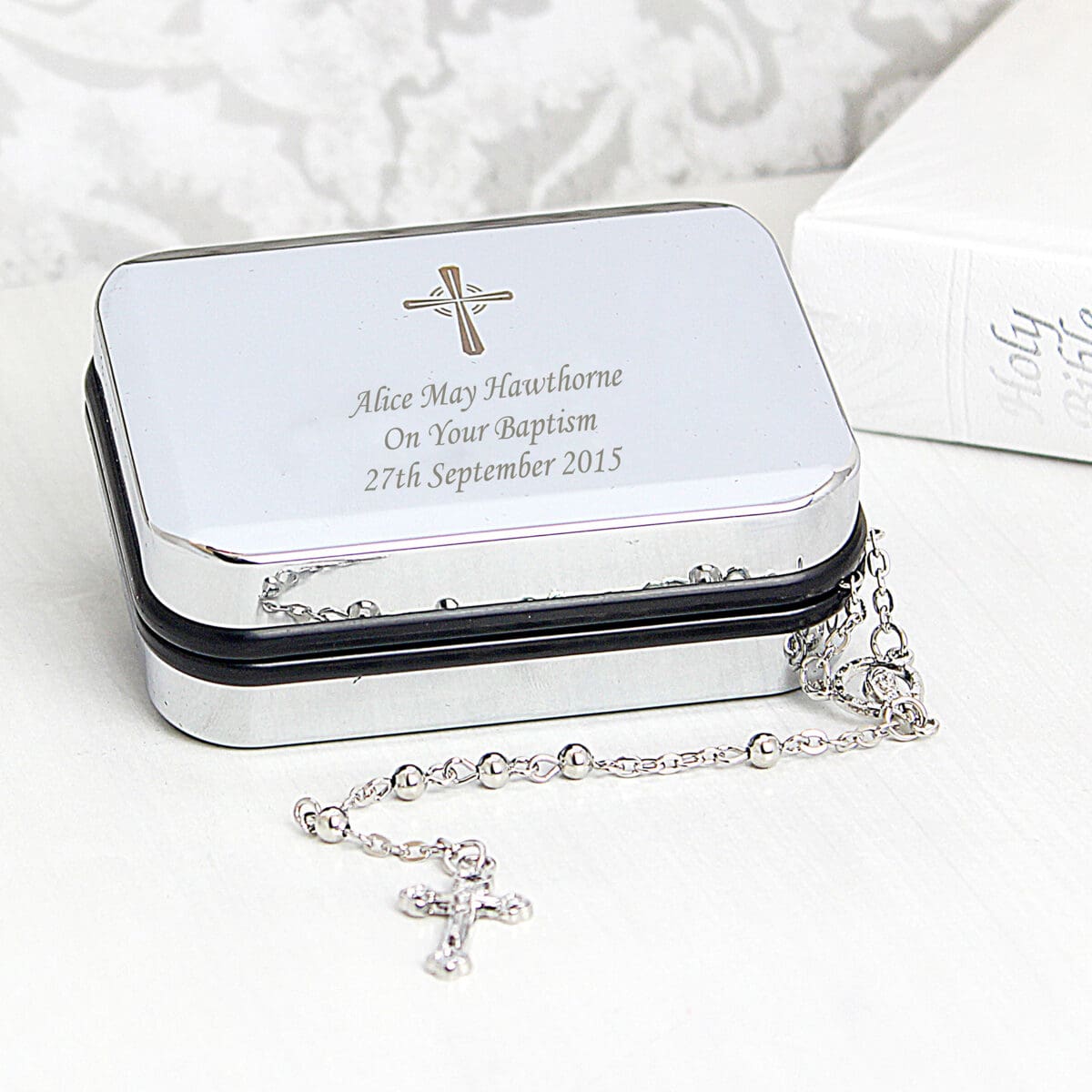 Personalised Rosary Beads and Cross Trinket Box - ForYou.ie