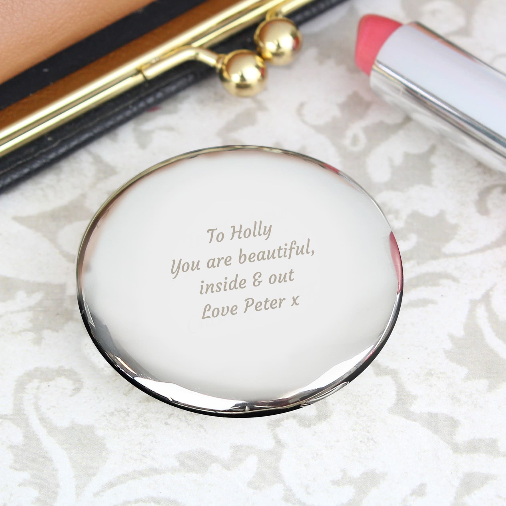 Personalised Any Message Compact Mirror - ForYou.ie
