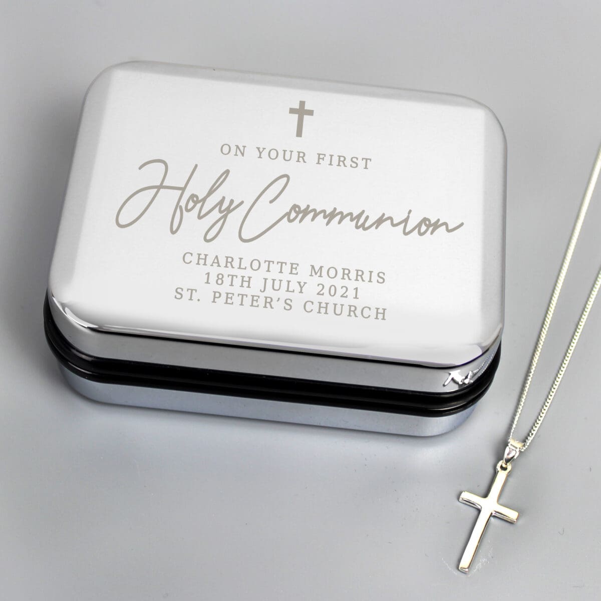 Personalised First Holy Communion Box & Cross Necklace Set - ForYou.ie