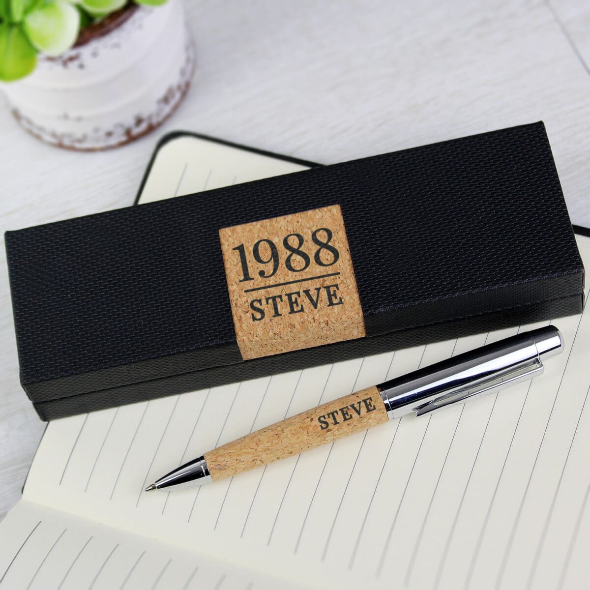 Personalised Large Date & Name Cork Pen Set - ForYou.ie