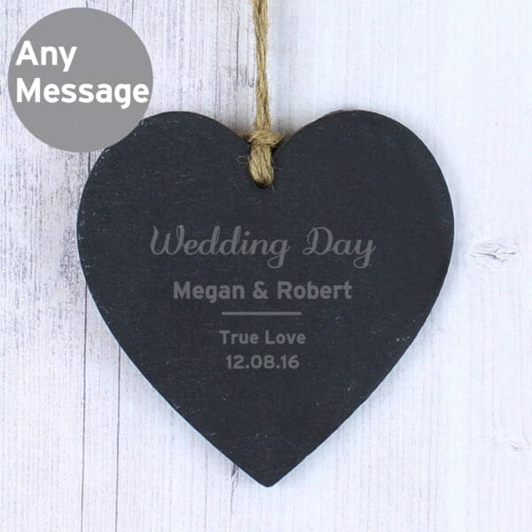 Personalised Classic Slate Heart Decoration - ForYou.ie