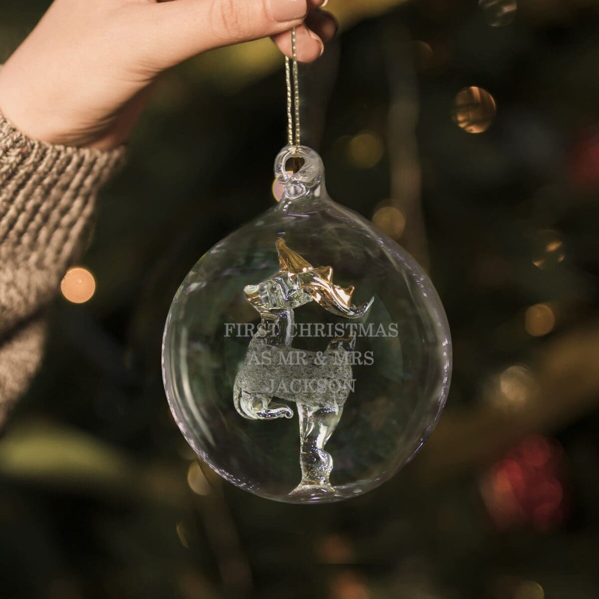 Personalised Glass Reindeer Bauble - ForYou.ie