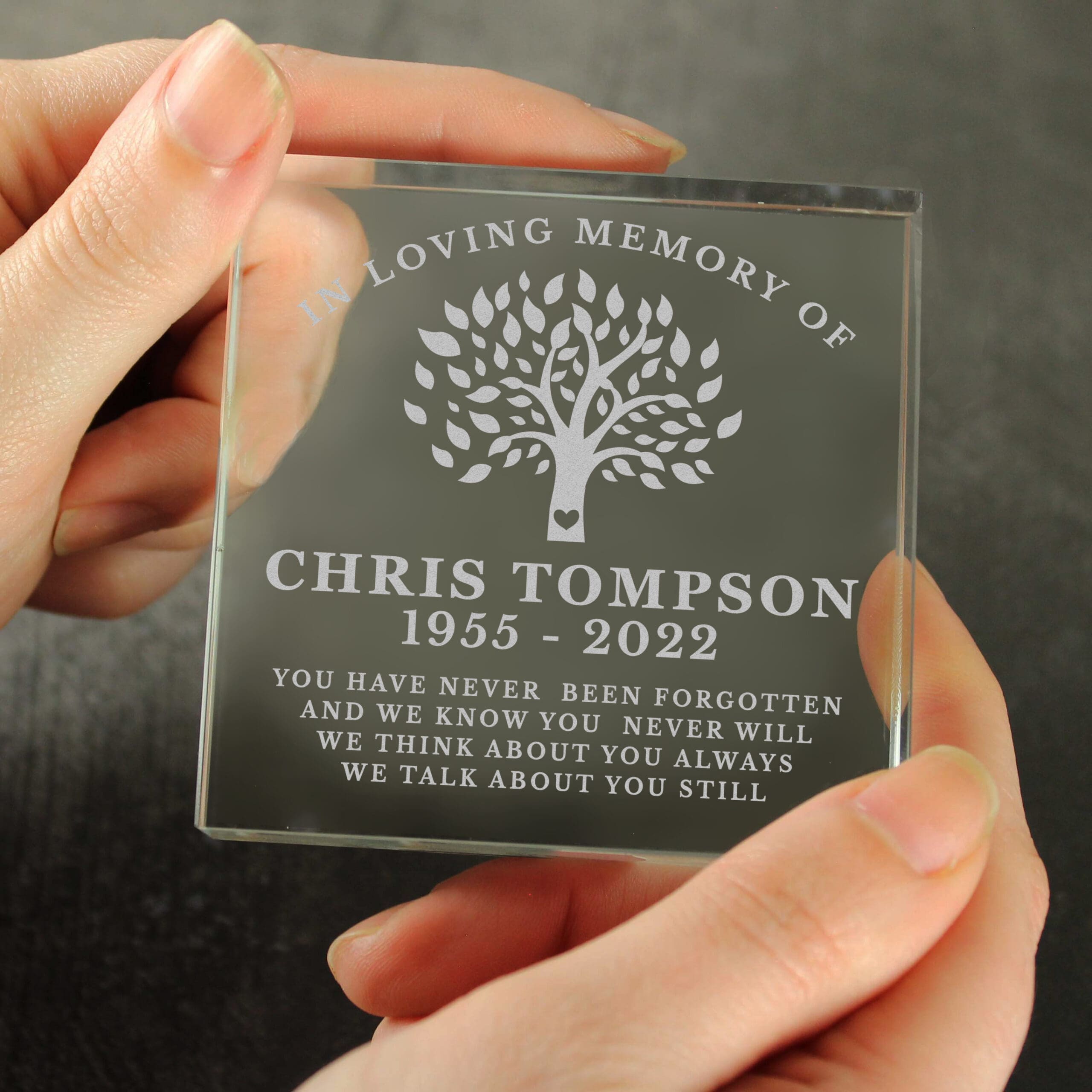Personalised In Loving Memory Family Tree Crystal Token - ForYou.ie
