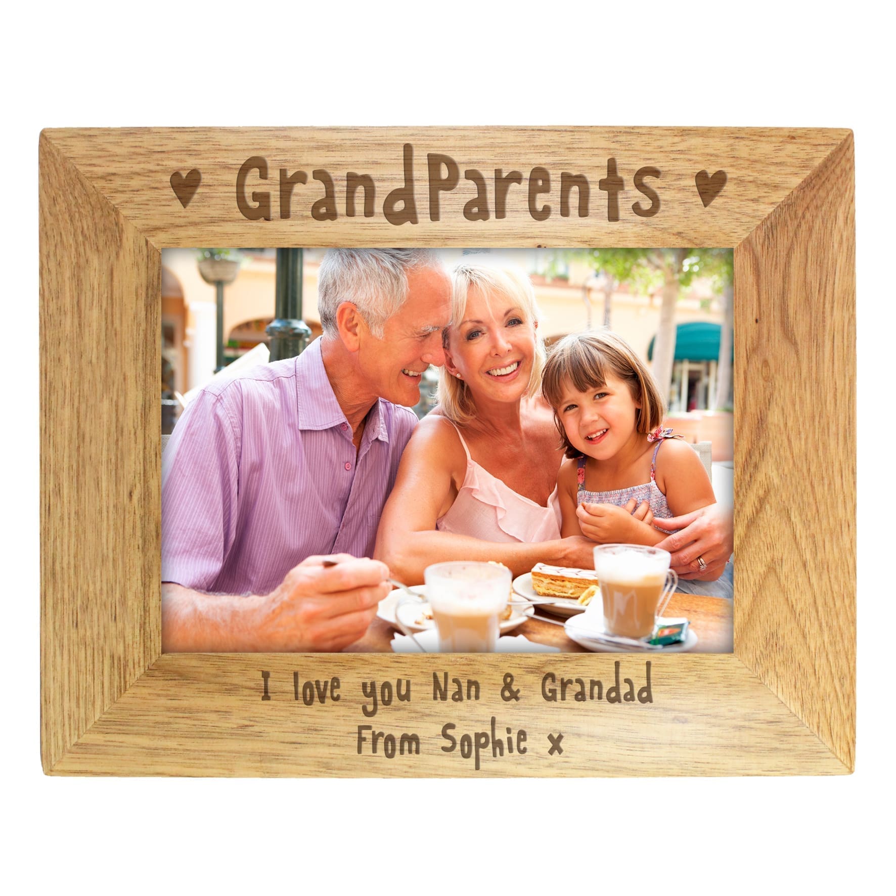 Personalised Grandparents 5x7 Landscape Wooden Photo Frame - ForYou.ie