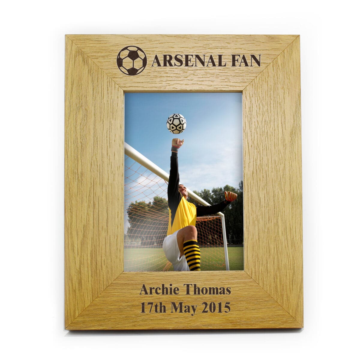 Personalised Oak Finish 6x4 Football Photo Frame - ForYou.ie