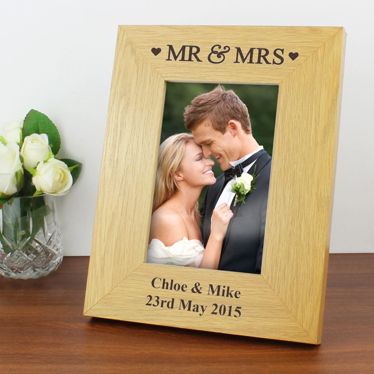 Personalised Oak Finish 6x4 Mr & Mrs Photo Frame - ForYou.ie