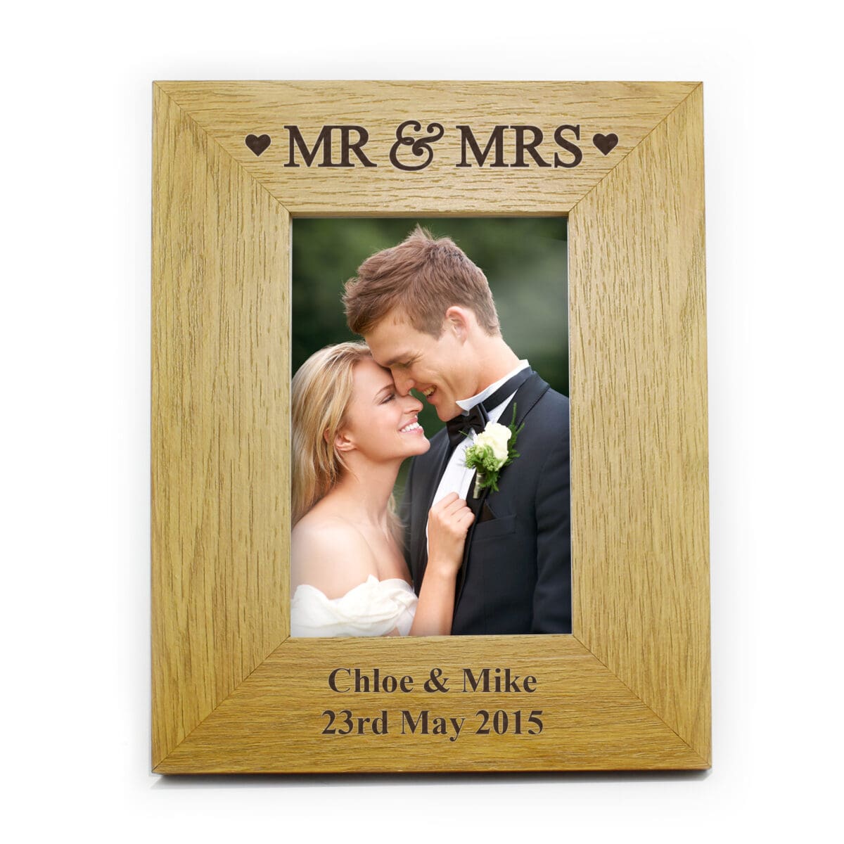 Personalised Oak Finish 6x4 Mr & Mrs Photo Frame - ForYou.ie