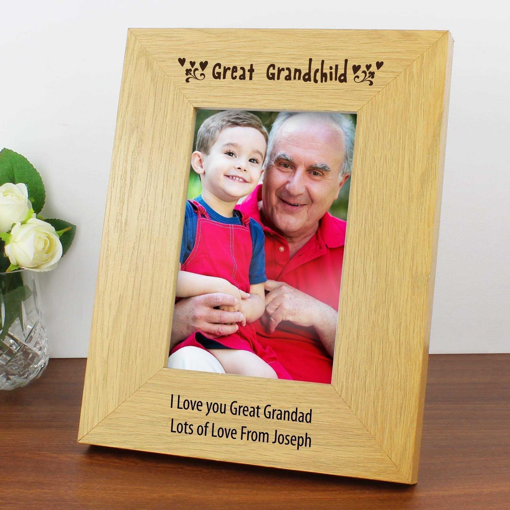 Personalised Oak Finish 6x4 Great Grandchild Photo Frame - ForYou.ie