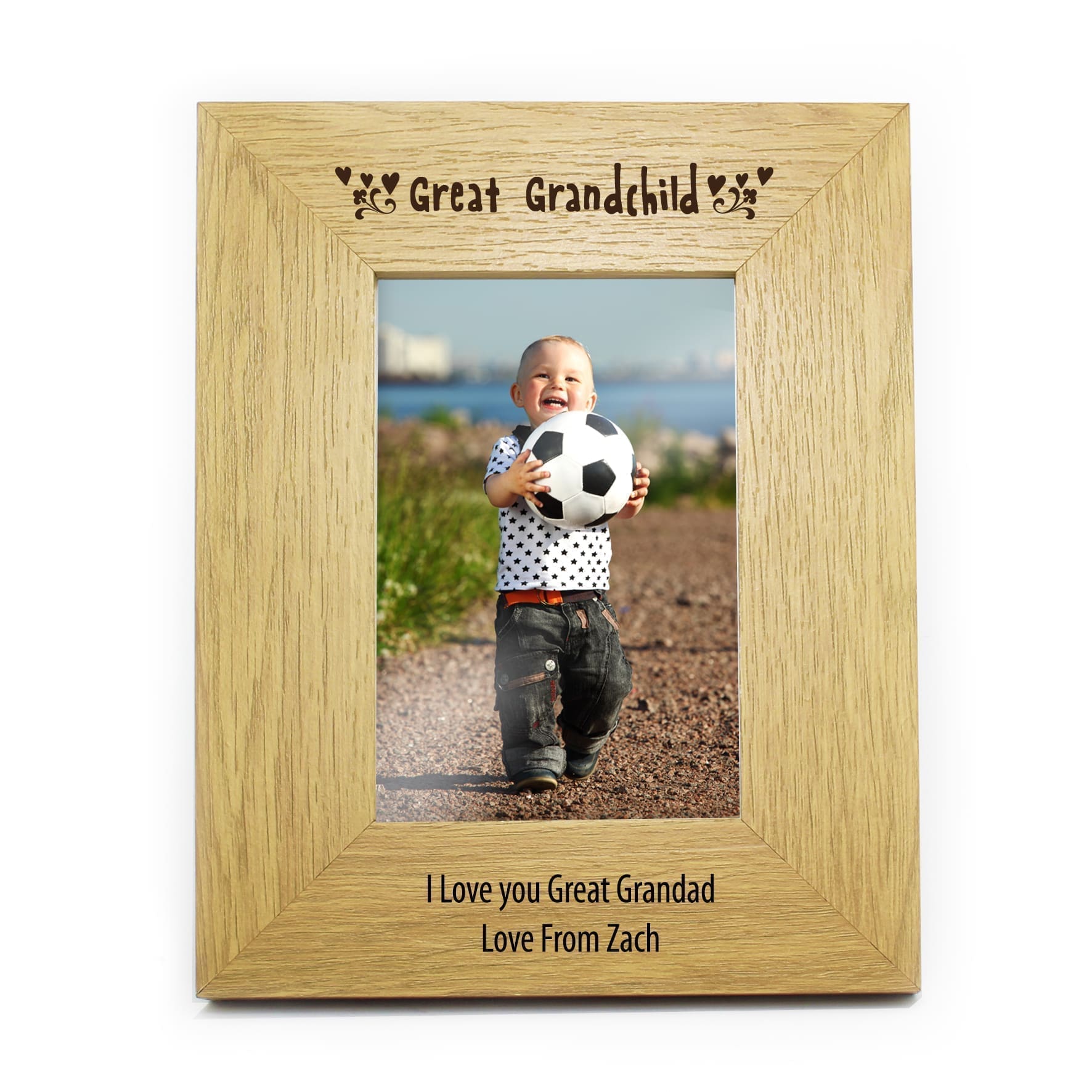 Personalised Oak Finish 6x4 Great Grandchild Photo Frame - ForYou.ie