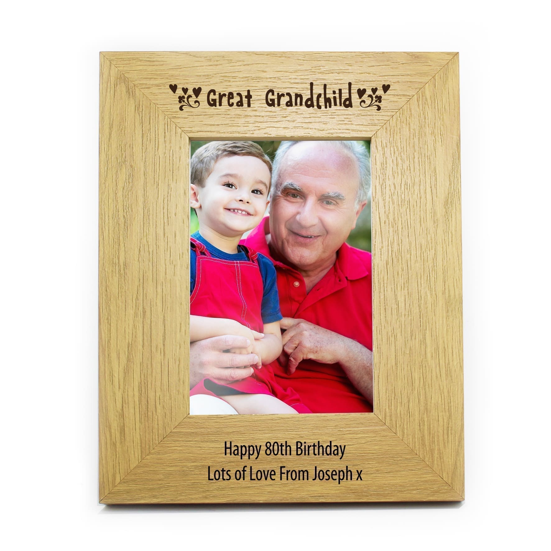 Personalised Oak Finish 6x4 Great Grandchild Photo Frame - ForYou.ie