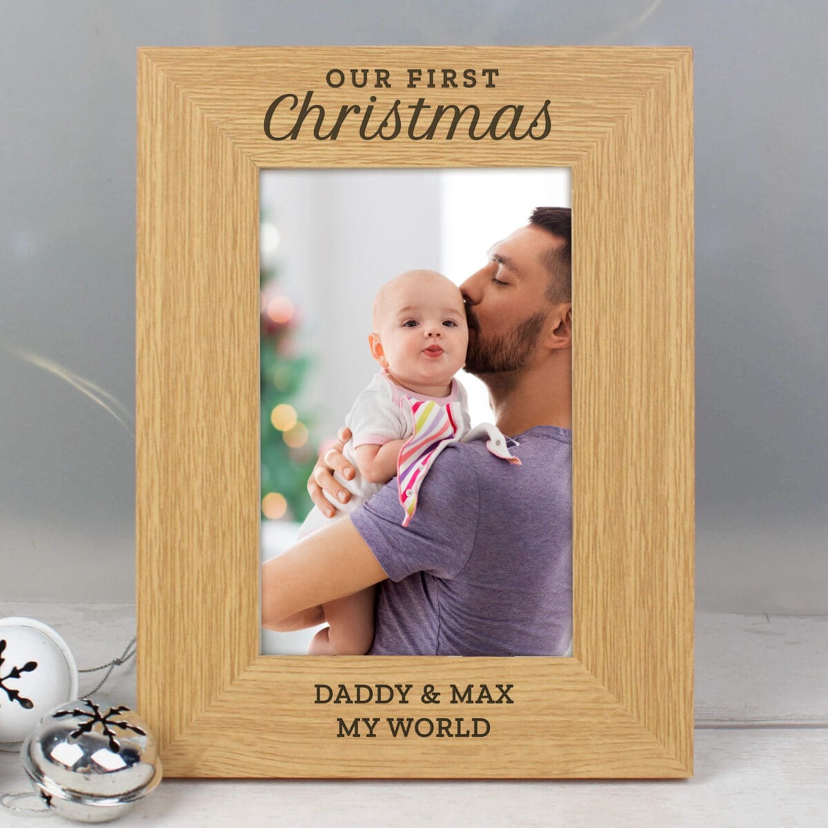 Personalised Oak Finish 6x4 My First Christmas Photo Frame - ForYou.ie