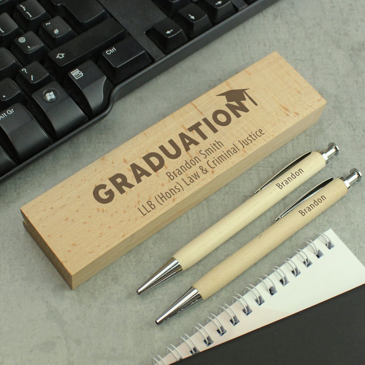 Personalised Graduation Wooden Pen and Pencil Set - ForYou.ie
