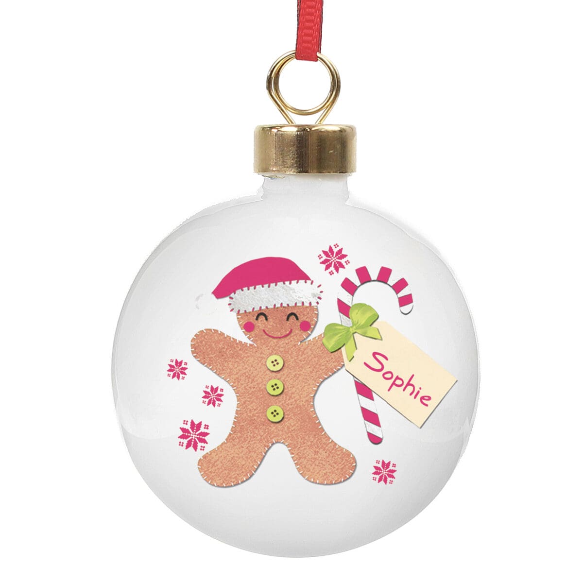 Personalised Felt Stitch Gingerbread Man Bauble - ForYou.ie