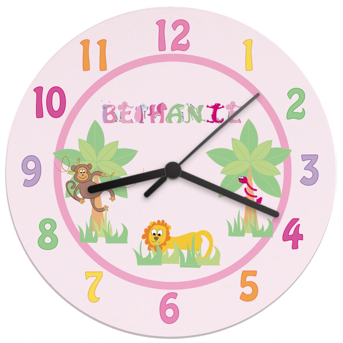 Personalised Pink Animal Alphabet Clock - ForYou.ie