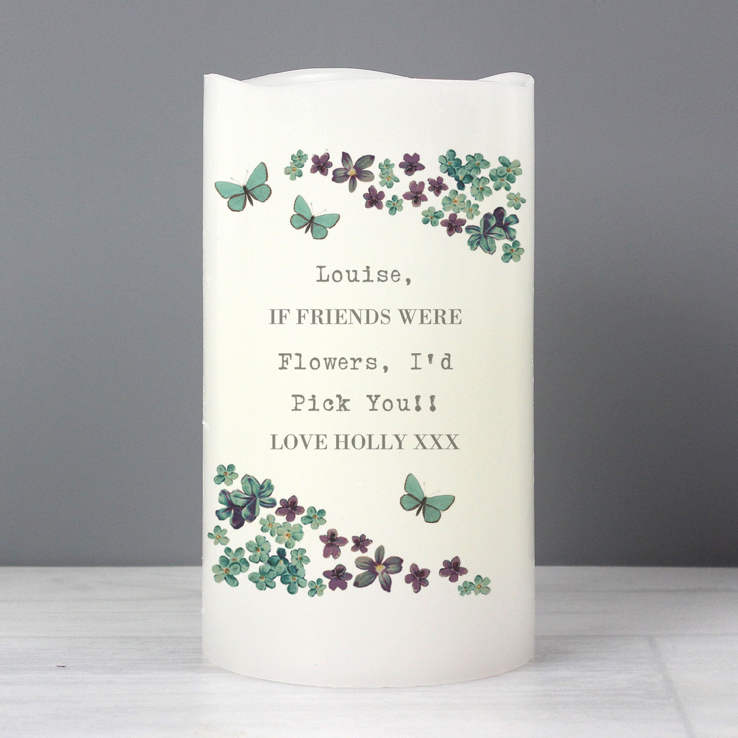 Personalised Forget Me Not LED Candle - ForYou.ie