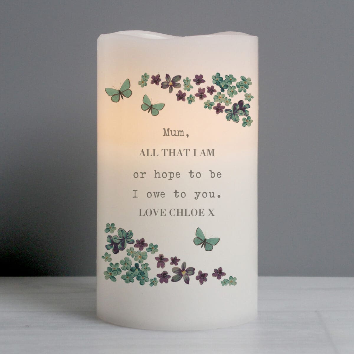 Personalised Forget Me Not LED Candle - ForYou.ie
