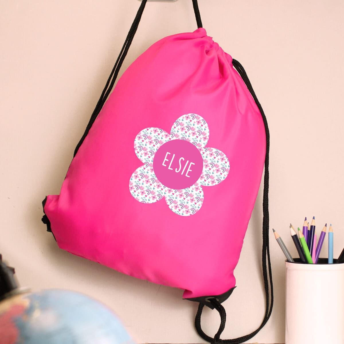 Personalised Flower Pink Kit Bag - ForYou.ie
