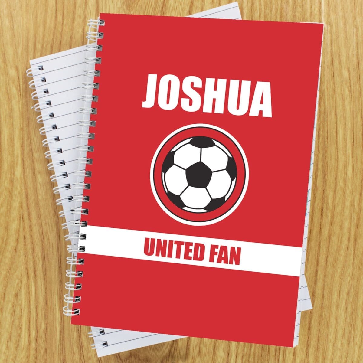 Personalised Red Football Fan A5 Notebook - ForYou.ie