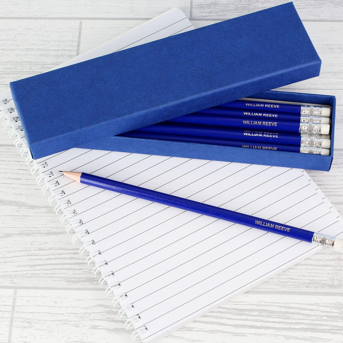 Personalised Box of 12 Blue HB Pencils - ForYou.ie