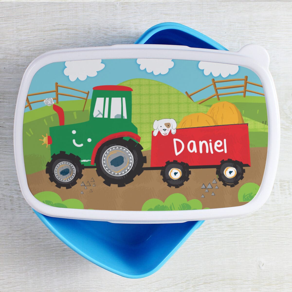 Personalised Tractor Name Only Blue Lunch Box - ForYou.ie
