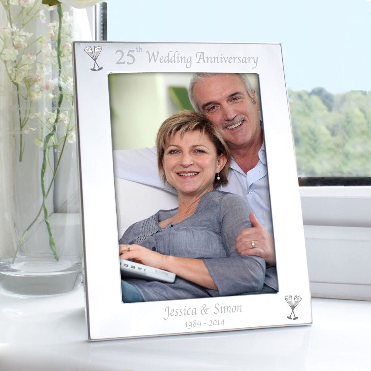 Personalised Silver 5x7 25th Wedding Anniversary Photo Frame - ForYou.ie