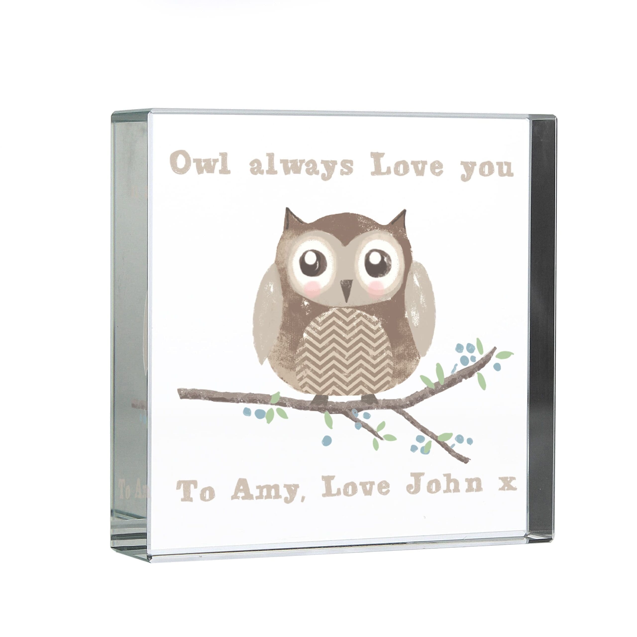 Personalised Woodland Owl Crystal Token - ForYou.ie