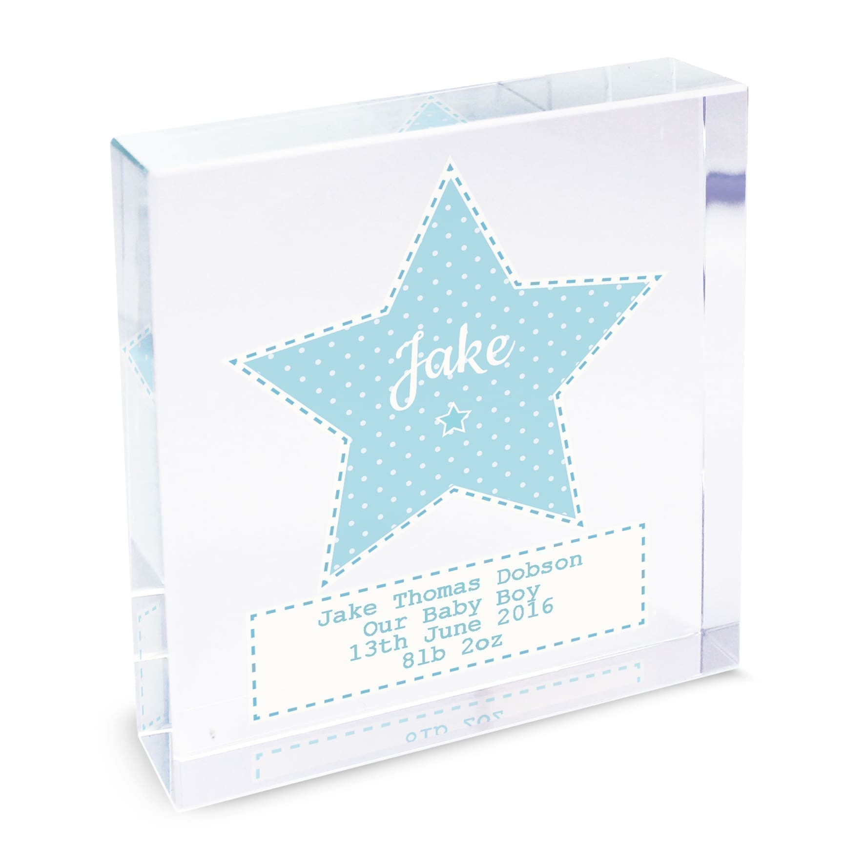 Personalised Stitch & Dot Baby Boy Crystal Token - ForYou.ie