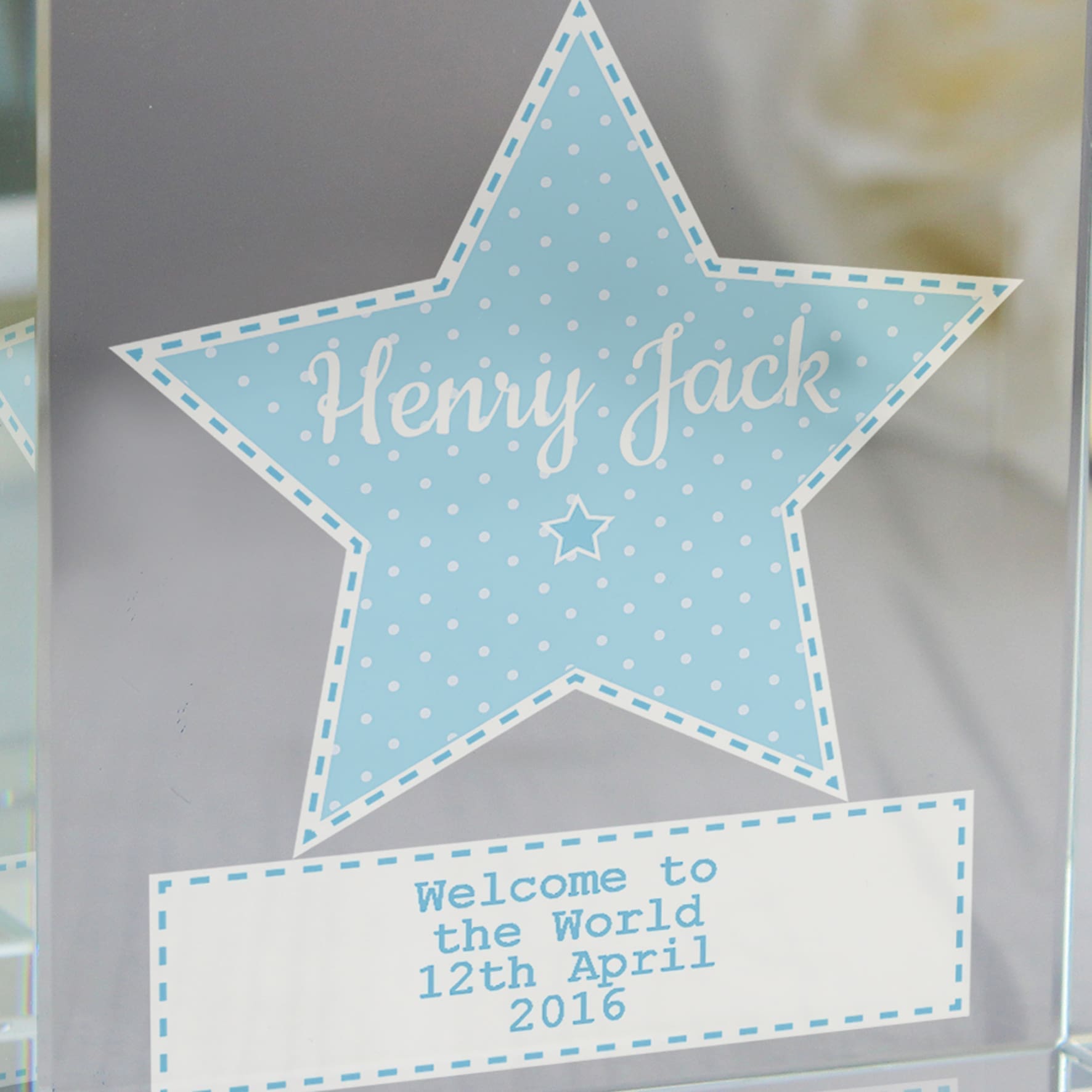 Personalised Stitch & Dot Baby Boy Crystal Token - ForYou.ie