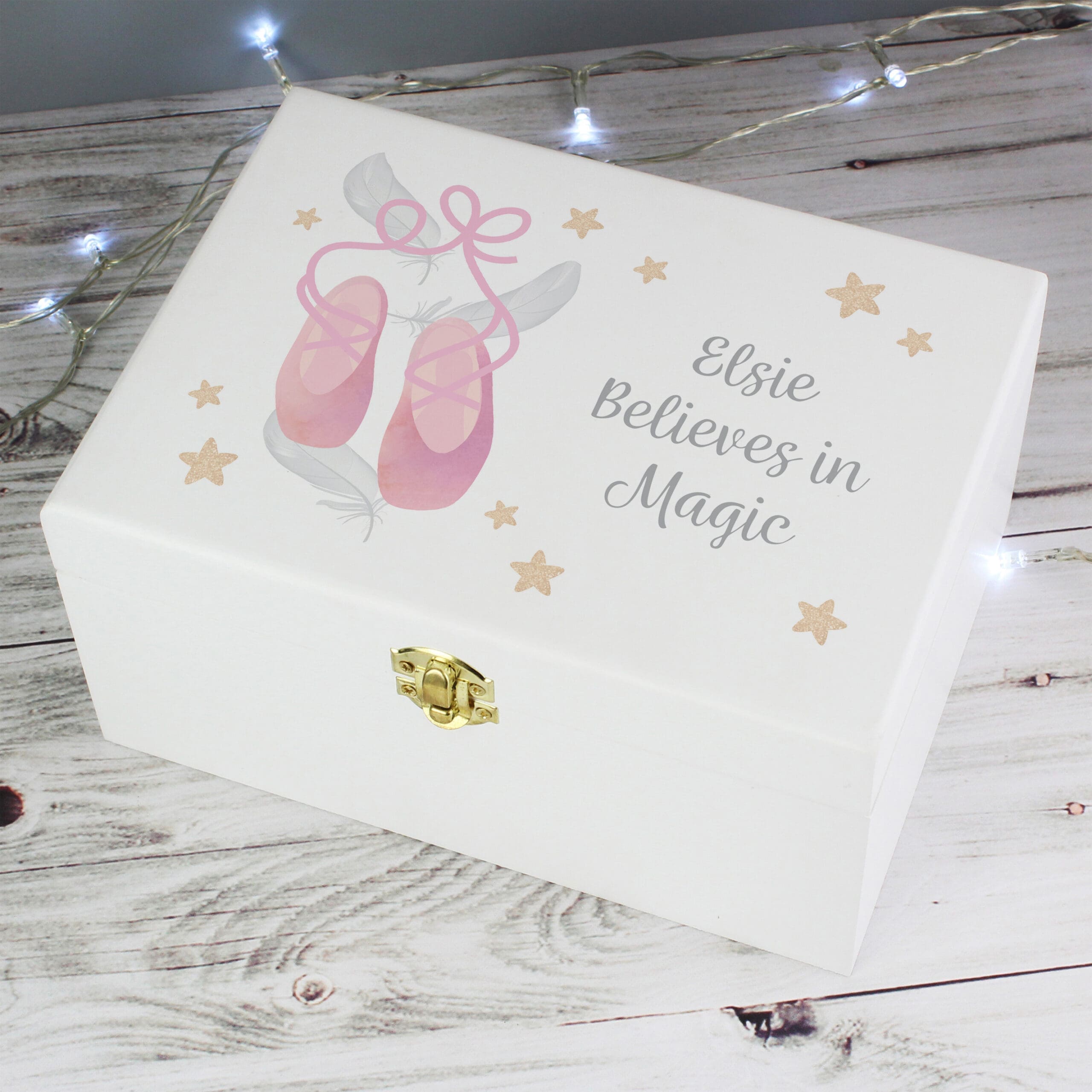 Personalised Swan Lake Ballet White Wooden Keepsake Box - ForYou.ie
