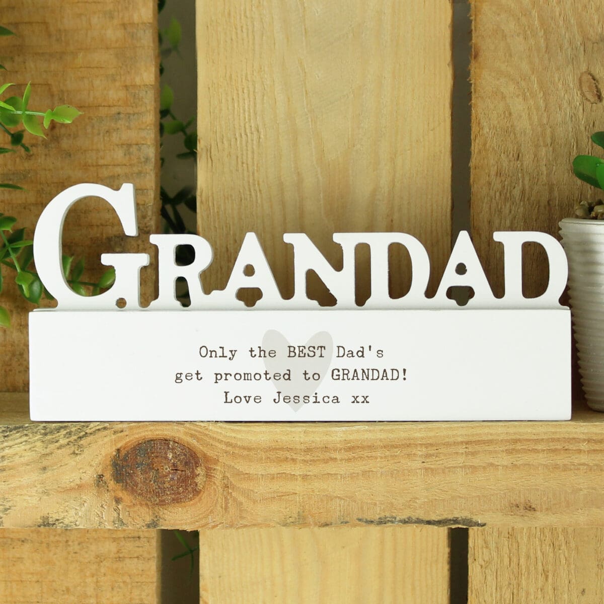 Personalised Free Text Heart Wooden Grandad Ornament - ForYou.ie