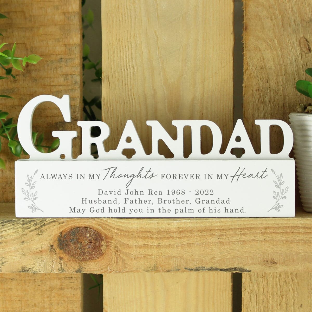 Personalised In Loving Memory Wooden Grandad Ornament - ForYou.ie