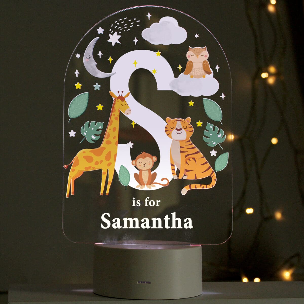 Personalised Animal Alphabet LED Colour Changing Night Light - ForYou.ie