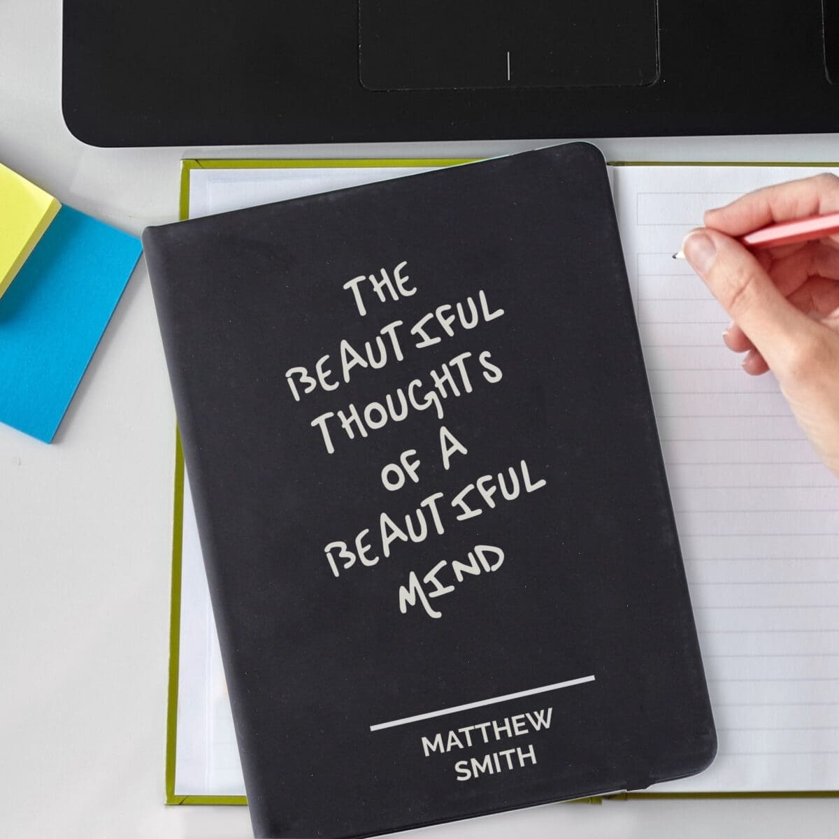 Personalised Free Text Black Hardback Notebook - ForYou.ie