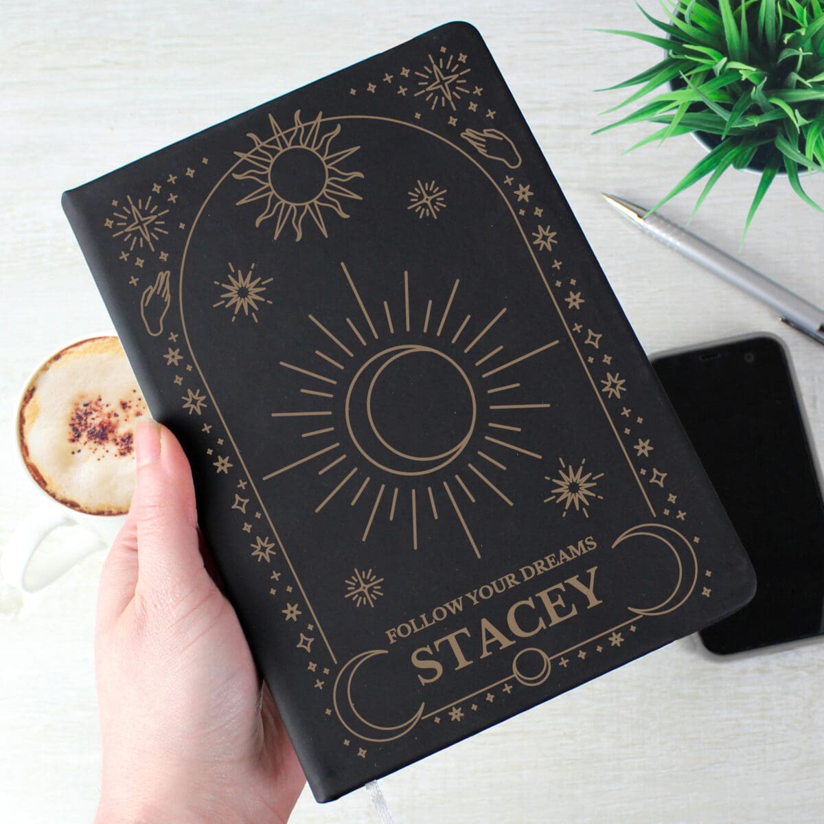 Personalised Celestial Black Hardback Notebook - ForYou.ie