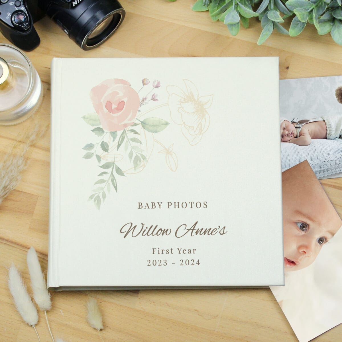Personalised Floral Square Photo Album - ForYou.ie