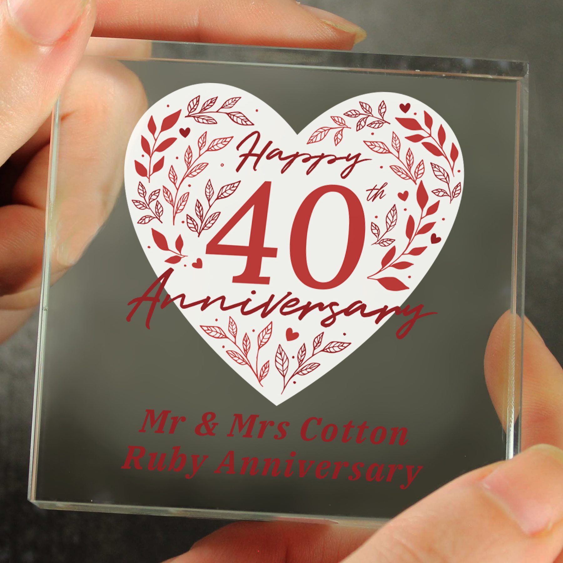 Personalised 40th Ruby Wedding Anniversary Crystal Token - ForYou.ie