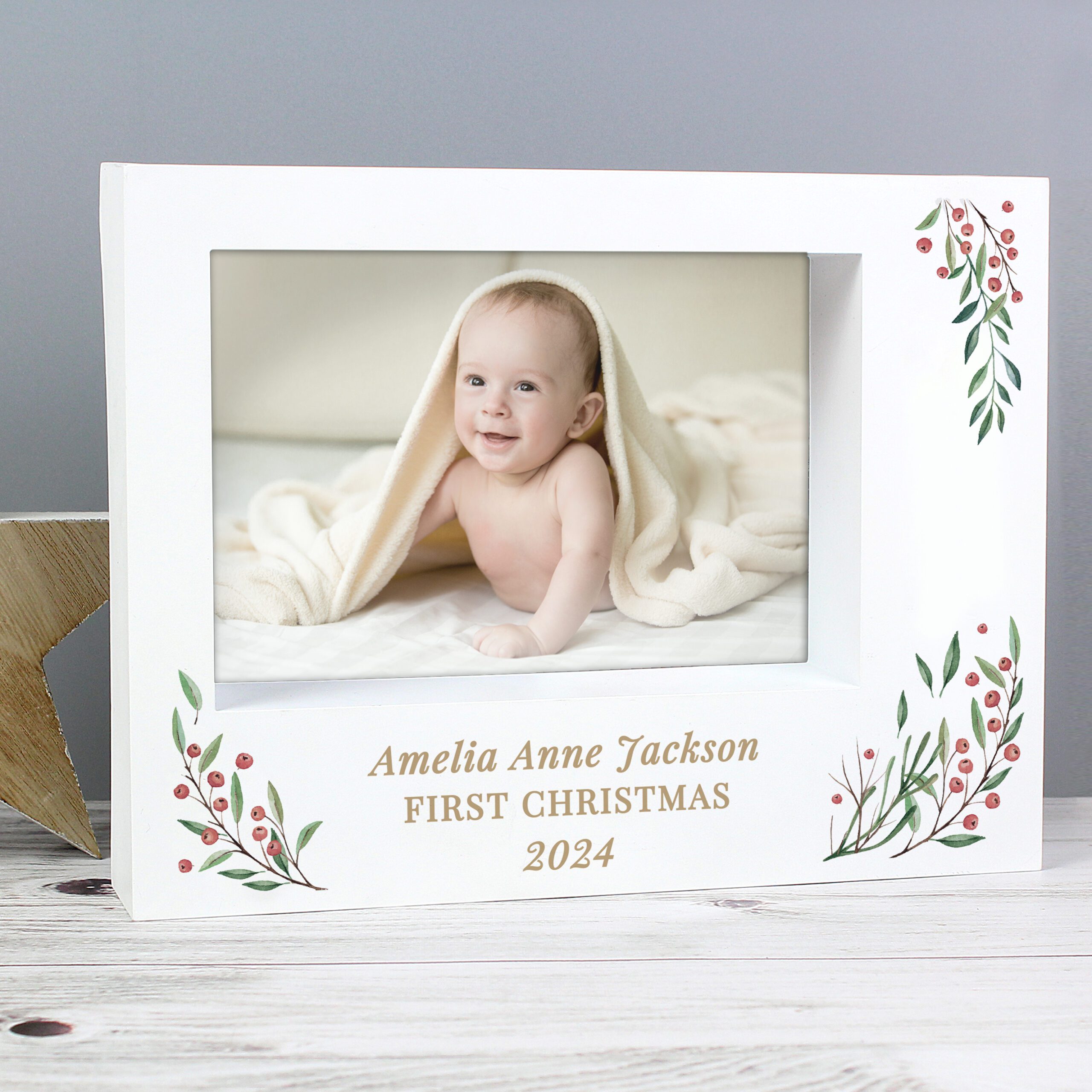 Personalised Christmas Foliage 5x7 Box Photo Frame - ForYou.ie