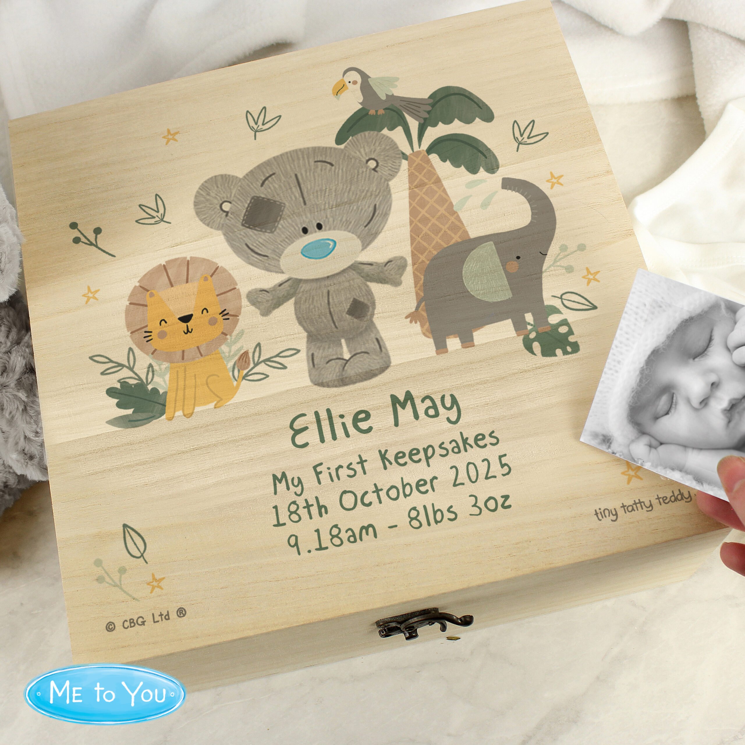 Personalised Tiny Tatty Teddy Jungle Animals Keepsake Box - ForYou.ie