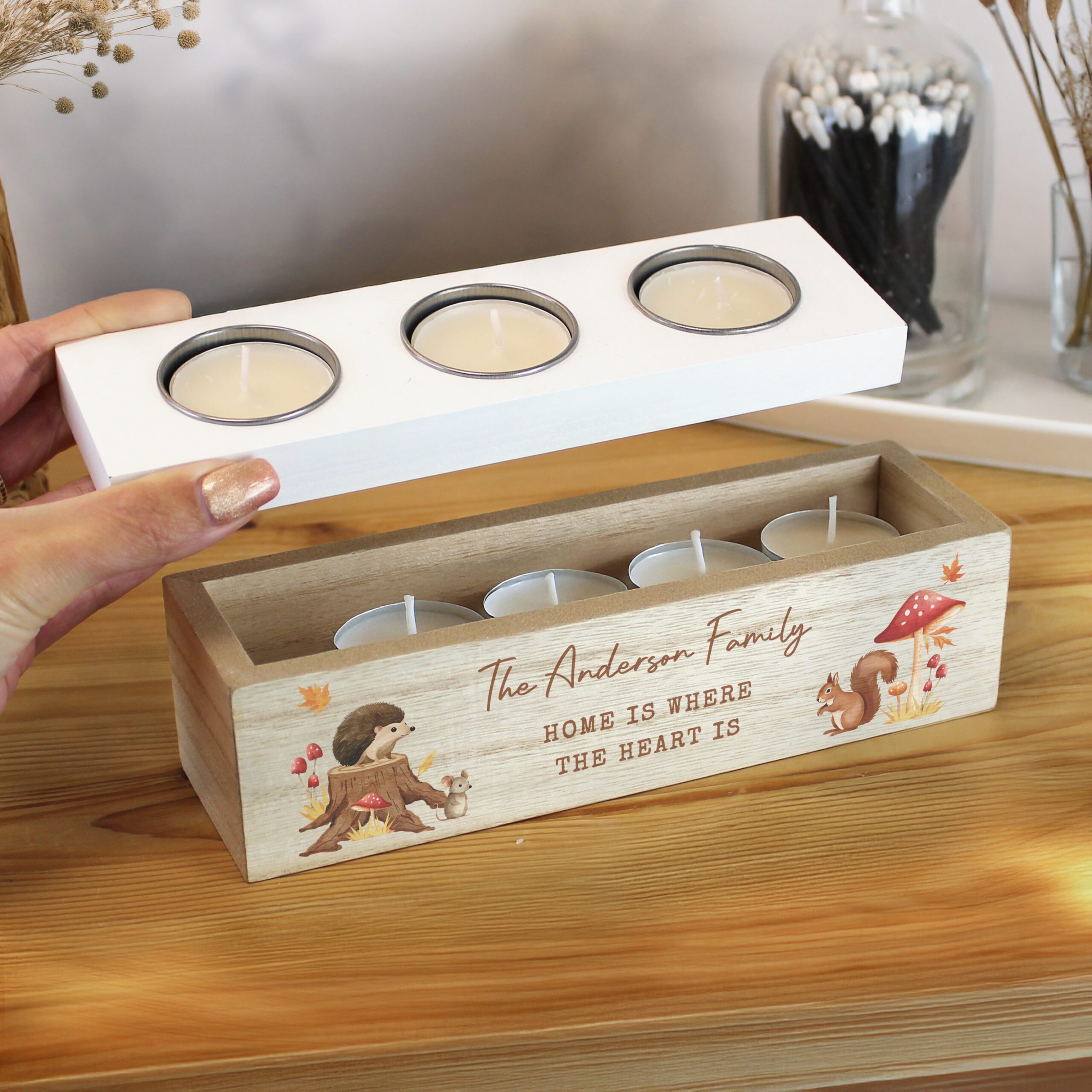 Personalised Autumn Triple Tea Light Box - ForYou.ie